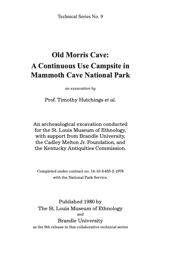 Thousand Year Old Campfire, or Old Morris Cave: A Continuous Use Camps ...